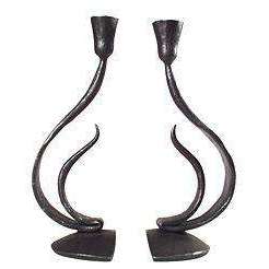 Handmade Candlestick Collection: Blackthorne Forge Iron Curved ...